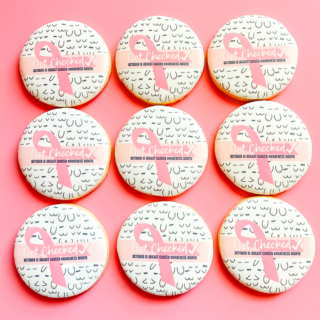 "Get Checked" Breast Cancer Awareness Cookies – Cookie Whipped